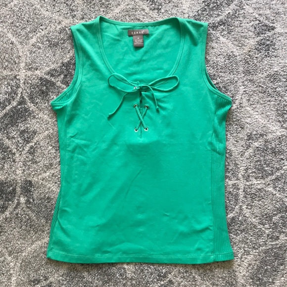 Kenar | Tops | Kenar Green Lace Up Front Tank | Poshmark